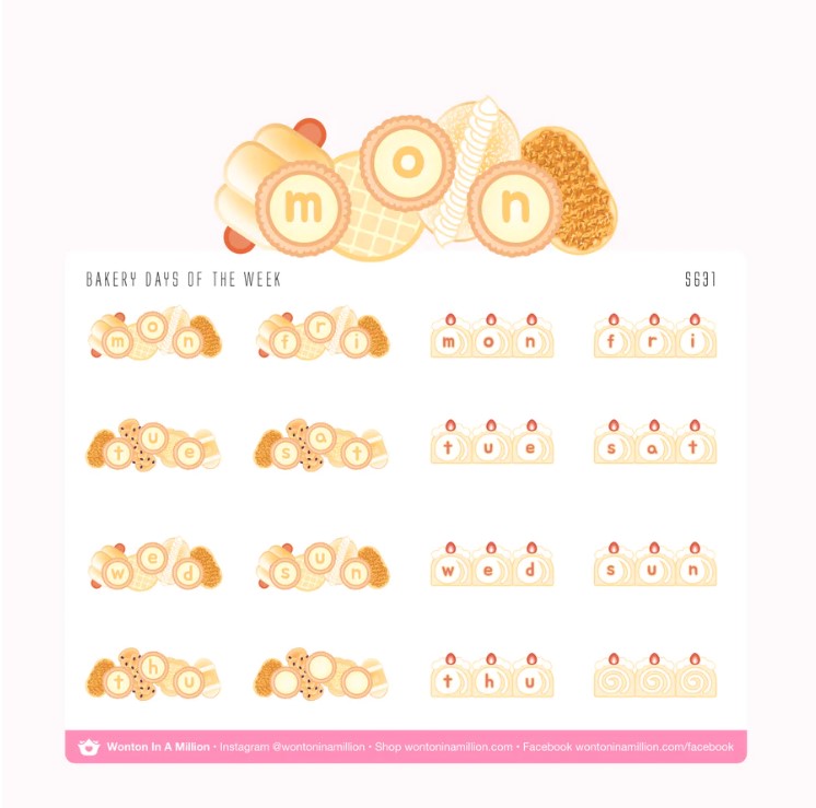 Bakery Days of the Week | Sticker Sheet