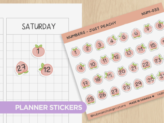 Numbers - Just Peachy | Sticker Sheet