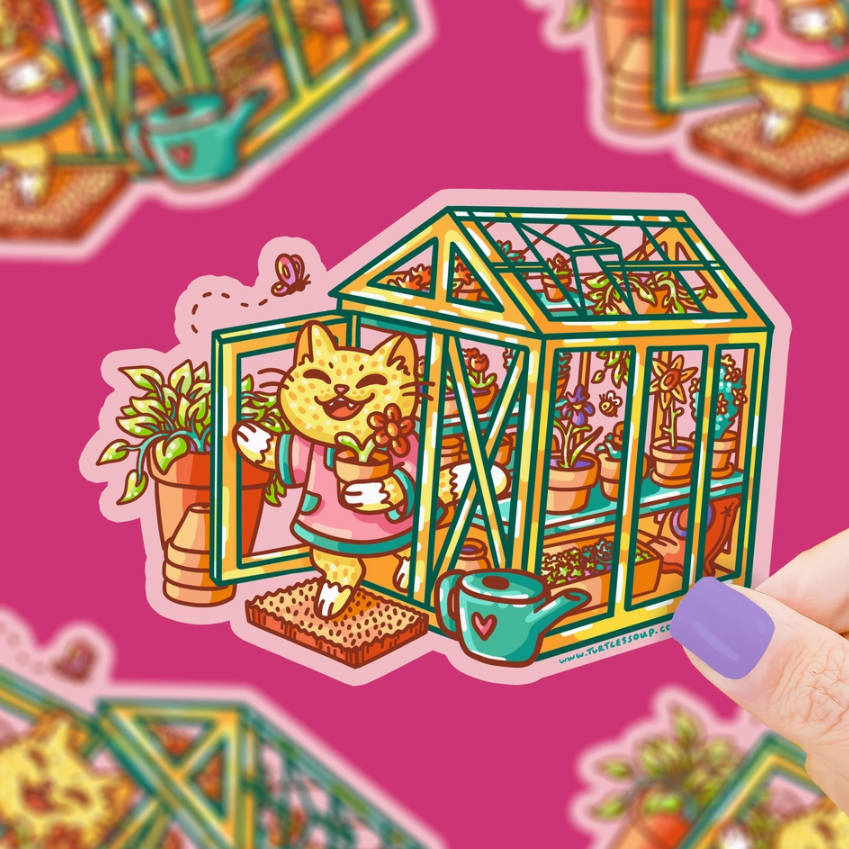Kitty Cottage Greenhouse | Vinyl Sticker