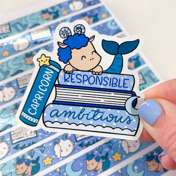 Capricorn Book Stack | Vinyl Sticker