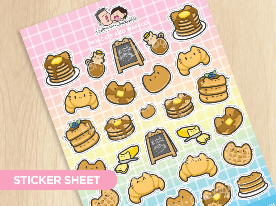 Pan-Cats and Waffles | Big Sticker Sheet