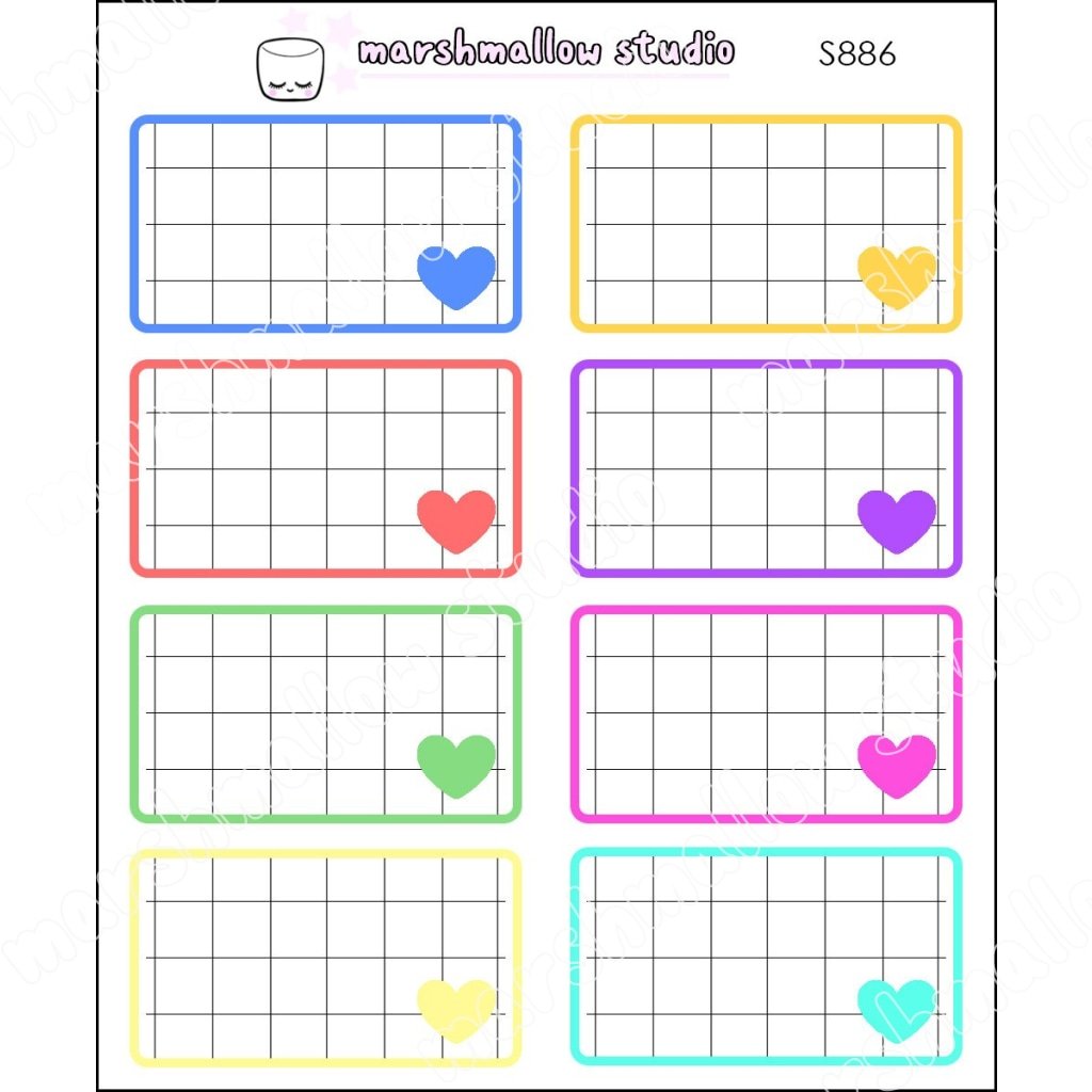 Primary Rainbow Grid Boxes | Sticker Sheet