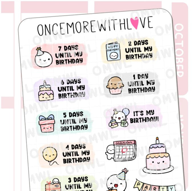 Birthday Countdown 2.0 | Sticker Sheet
